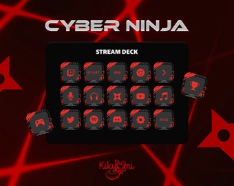 CYBER NINJA Stream Deck Icons 100 Green, Black, and White Aesthetic ...