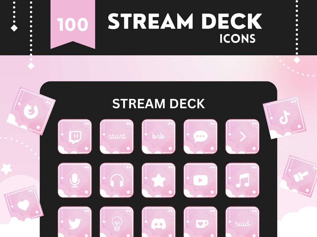 SWEET SKY Stream Deck Icons 100 Pink Purple and White - Etsy