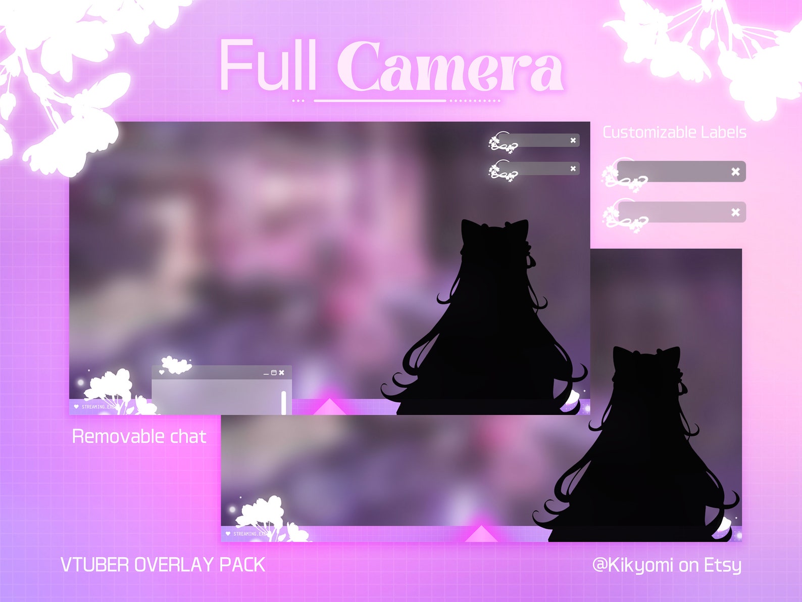Cyber Sakura Vtuber Overlay Pack – Lofi Pastel Stream Basics (digital ...