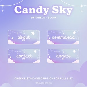 CANDY SKY Animated Vtuber and IRL Twitch Stream Pack Minimal Starry ...