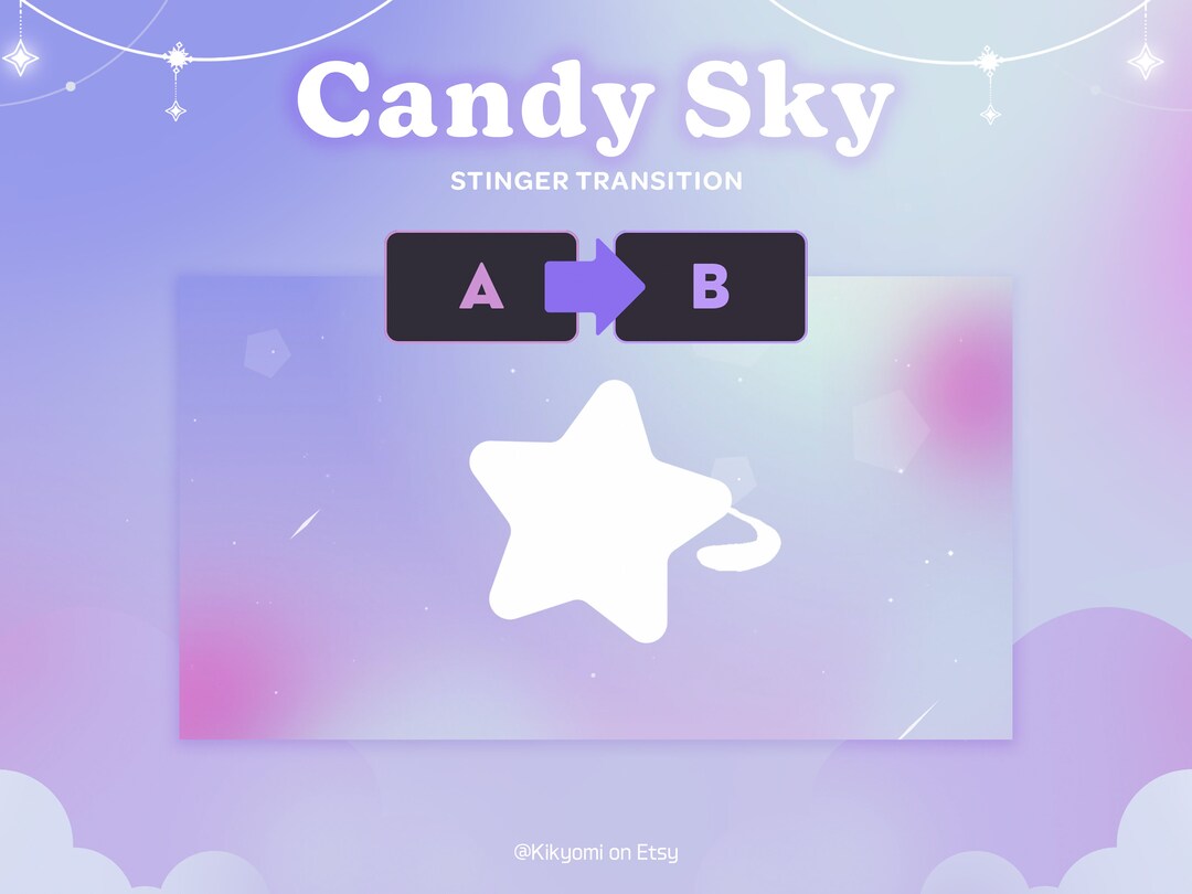 CANDY SKY Stinger Transition Animated Pink and Purple Cute Star Twitch ...