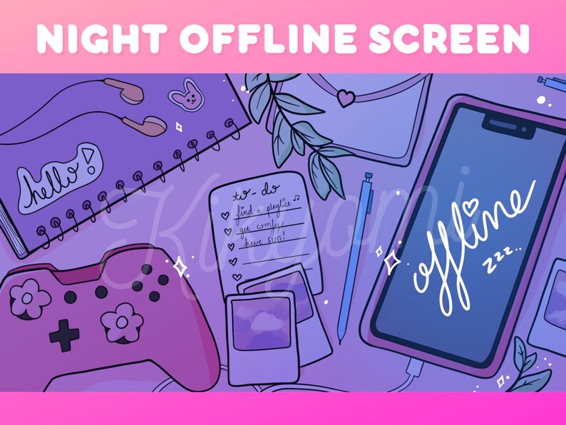 Pink Lofi Night Offline Screen TWITCH YOUTUBE STREAMING - Etsy