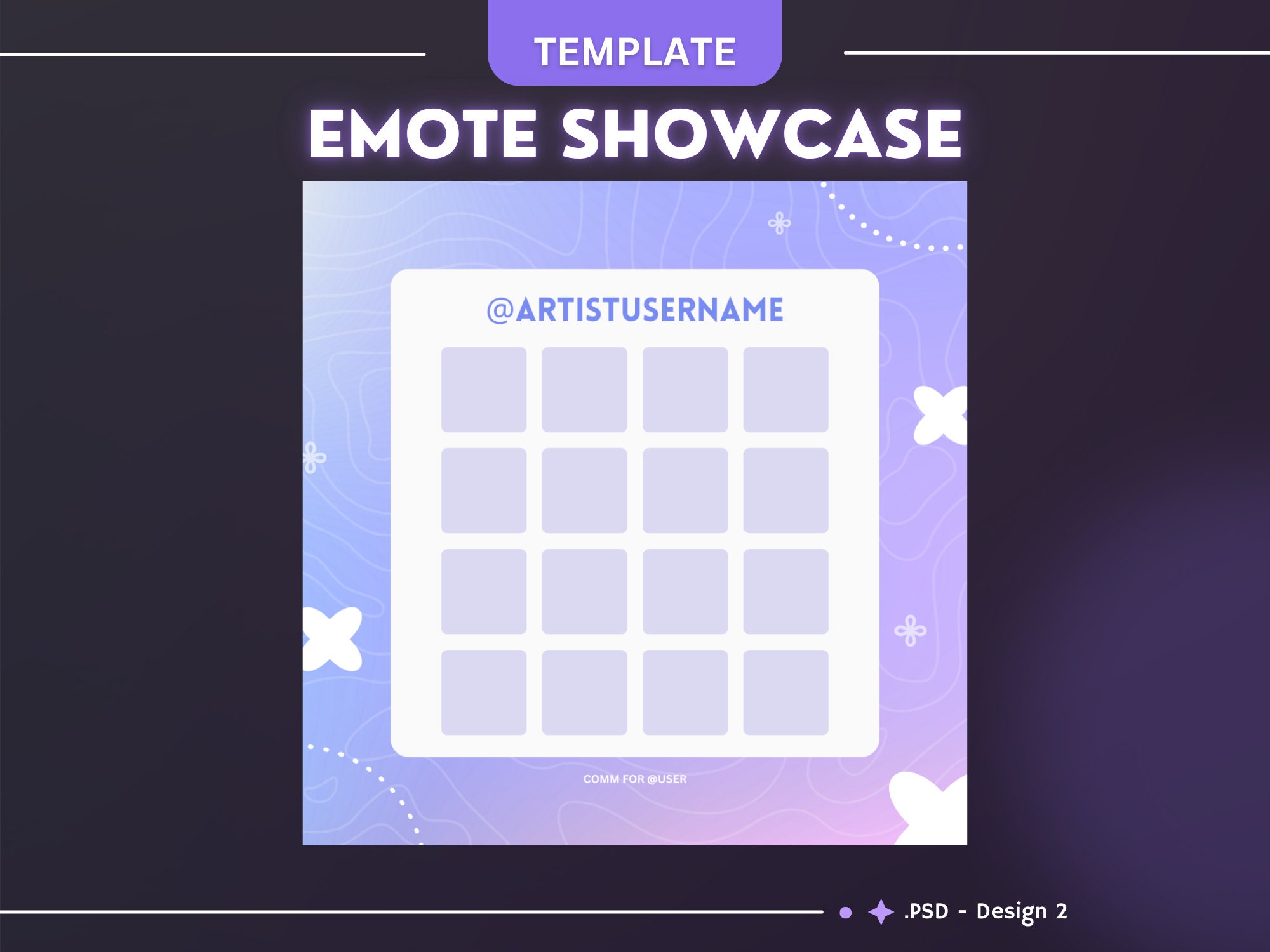 GLOSSY Emote Showcase Template Blue to Purple Social Media Emote ...
