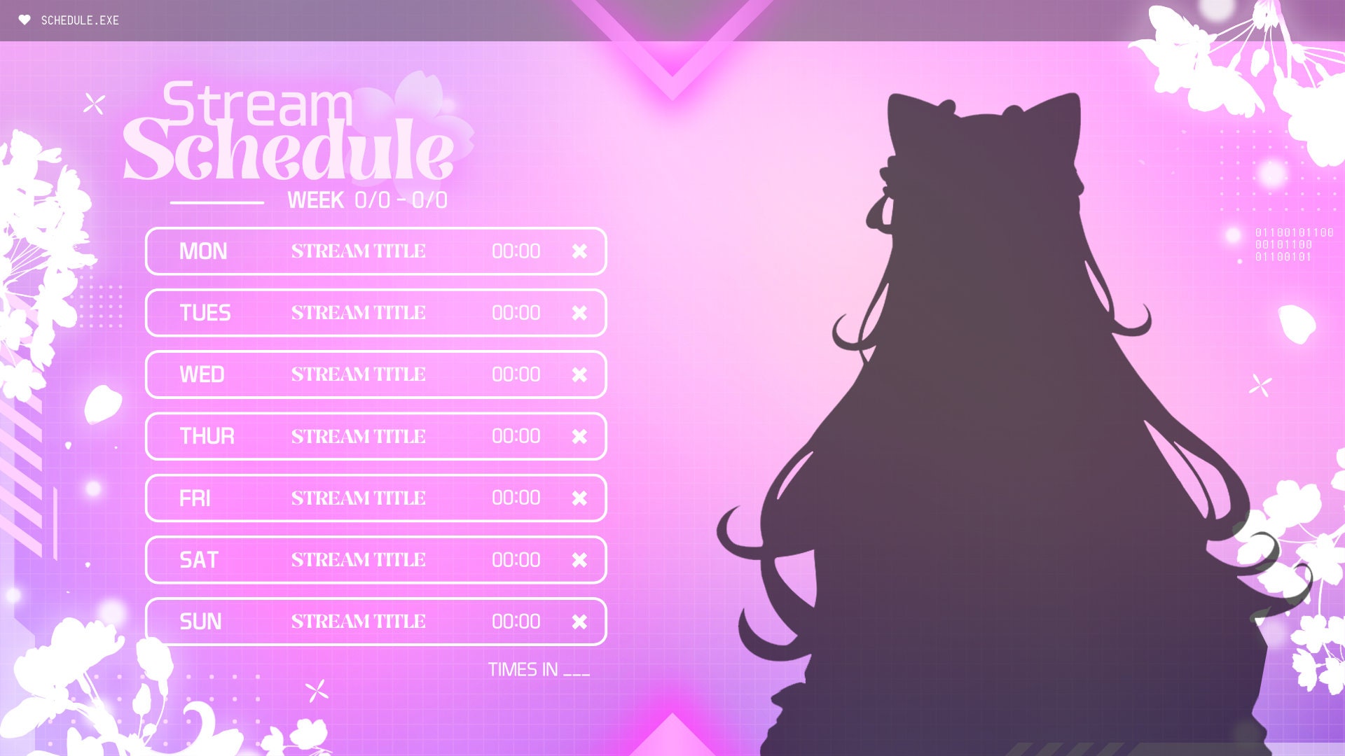 CYBER SAKURA Stream Schedule Canva Template Vtuber Twitch Youtube ...