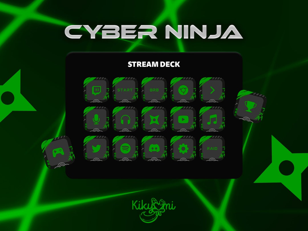 CYBER NINJA Stream Deck Icons - 100 Green, Black, and White Aesthetic ...