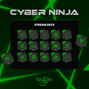 CYBER NINJA Stream Deck Icons 100 Green, Black, and White Aesthetic ...