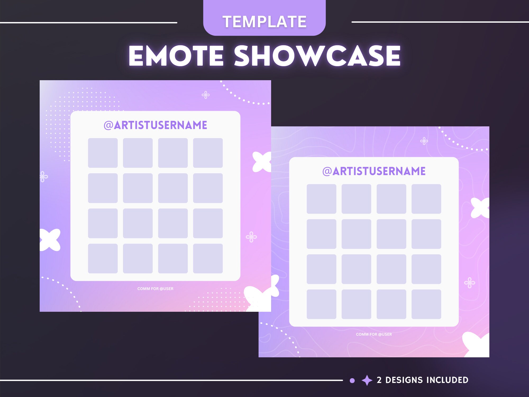 GLOSSY Emote Showcase Template Purple to Pink Social Media Emote ...