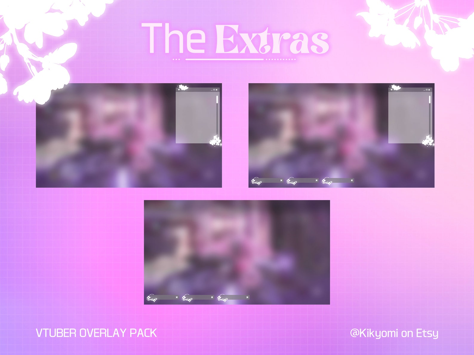 Cyber Sakura Vtuber Overlay Pack – Lofi Pastel Stream Basics (digital ...
