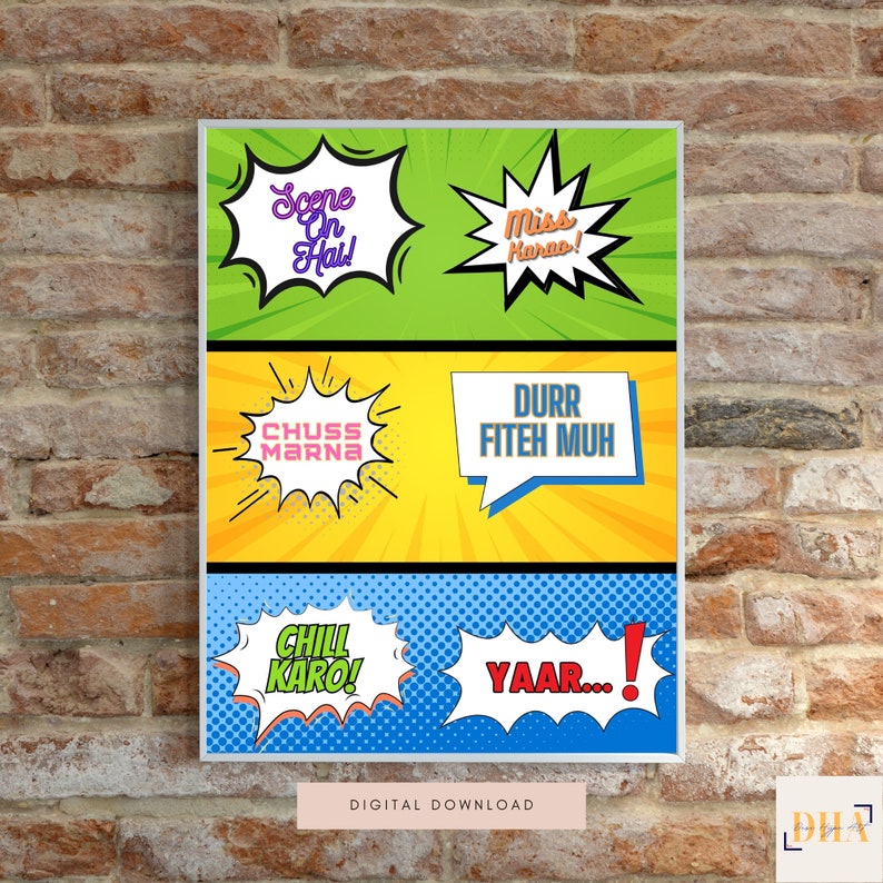 Desi Slang Comic Pop Art Style | Funny Urdu Lingo | Hindi Comedy ...