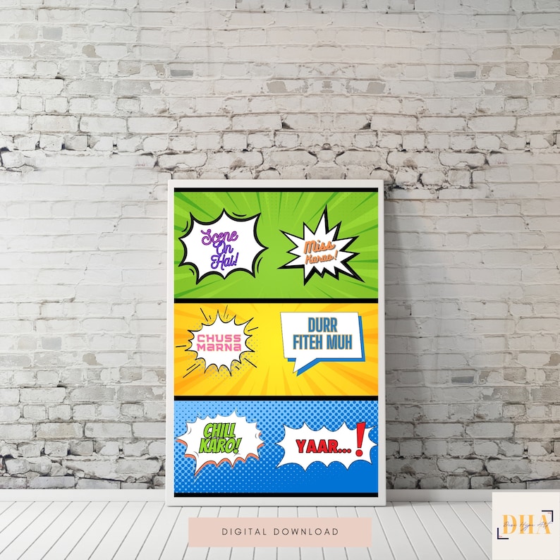 Desi Slang Comic Pop Art Style | Funny Urdu Lingo | Hindi Comedy ...