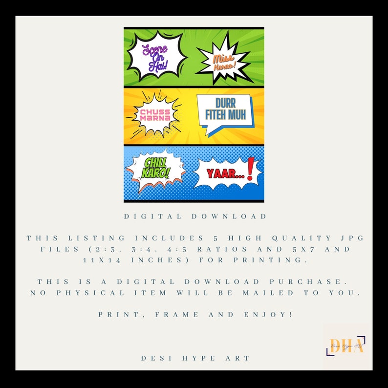 Desi Slang Comic Pop Art Style | Funny Urdu Lingo | Hindi Comedy ...