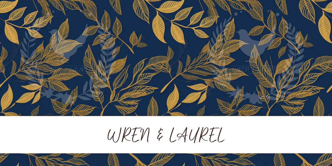 Blue and Gold Leaves Seamless Pattern, Nature Pattern for Commercial ...