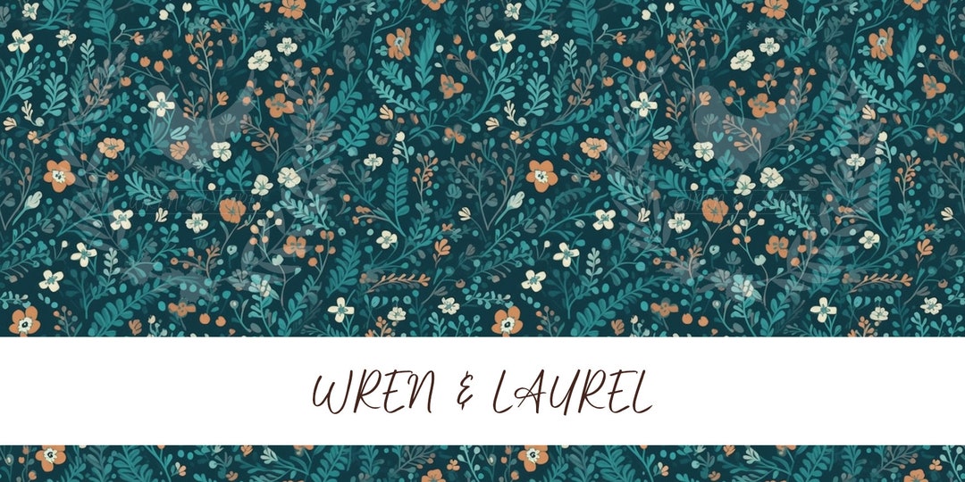 Teal and White Floral Seamless Pattern, Floral Pattern for Commercial ...