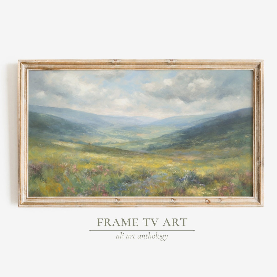 Frame TV Art, Spring Wildflower Meadow, Mountain Valley, Colorful ...