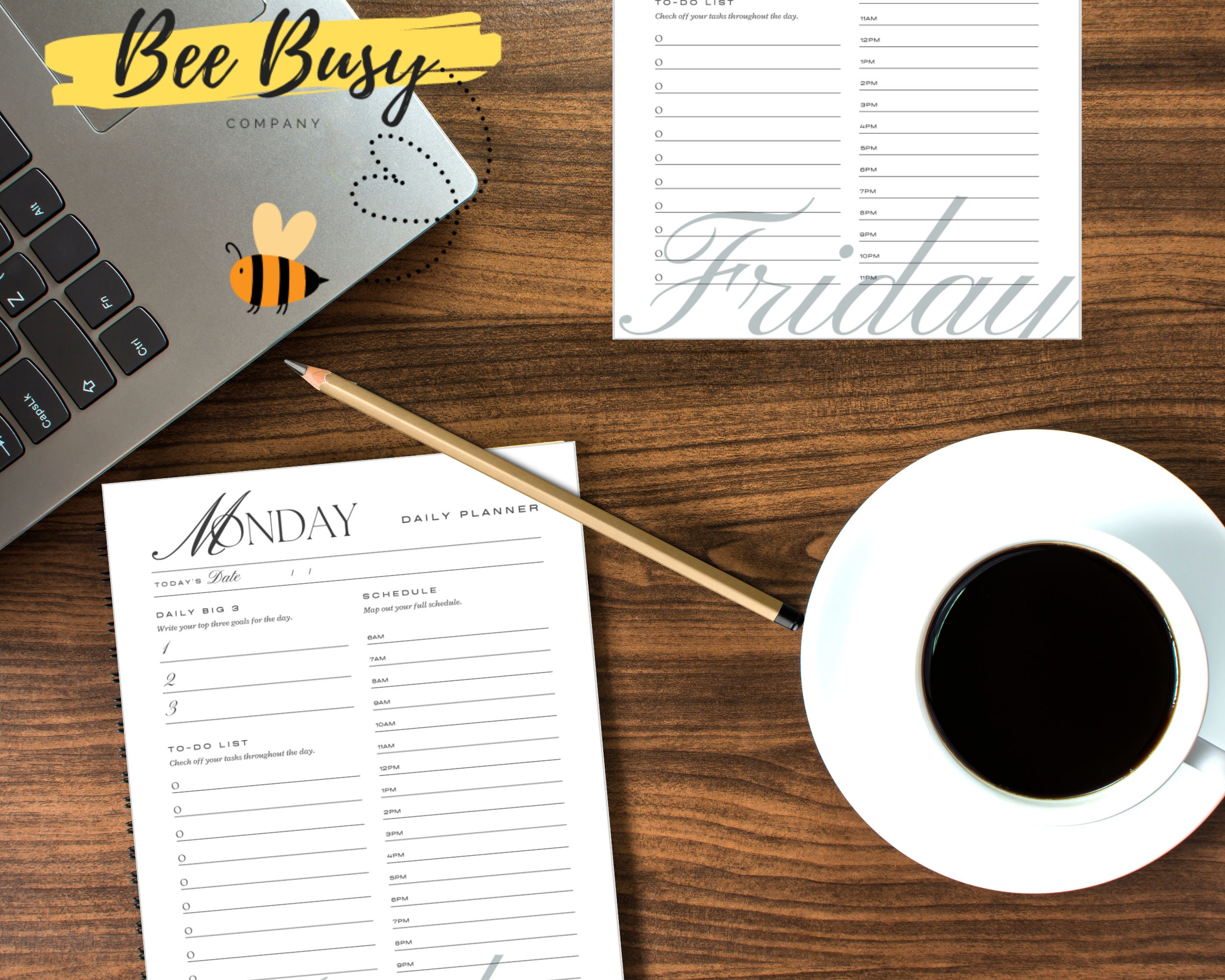 Bee Busy Elegant Printable Daily Planner, Digital Planner - Etsy