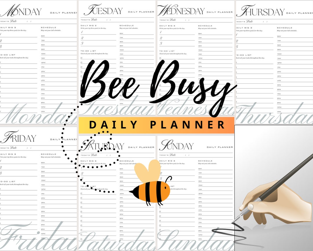 Bee Busy Elegant Printable Daily Planner, Digital Planner - Etsy