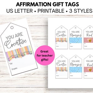 Printable Gift Tags for Teachers Affirmation Coworkers Students Friends ...