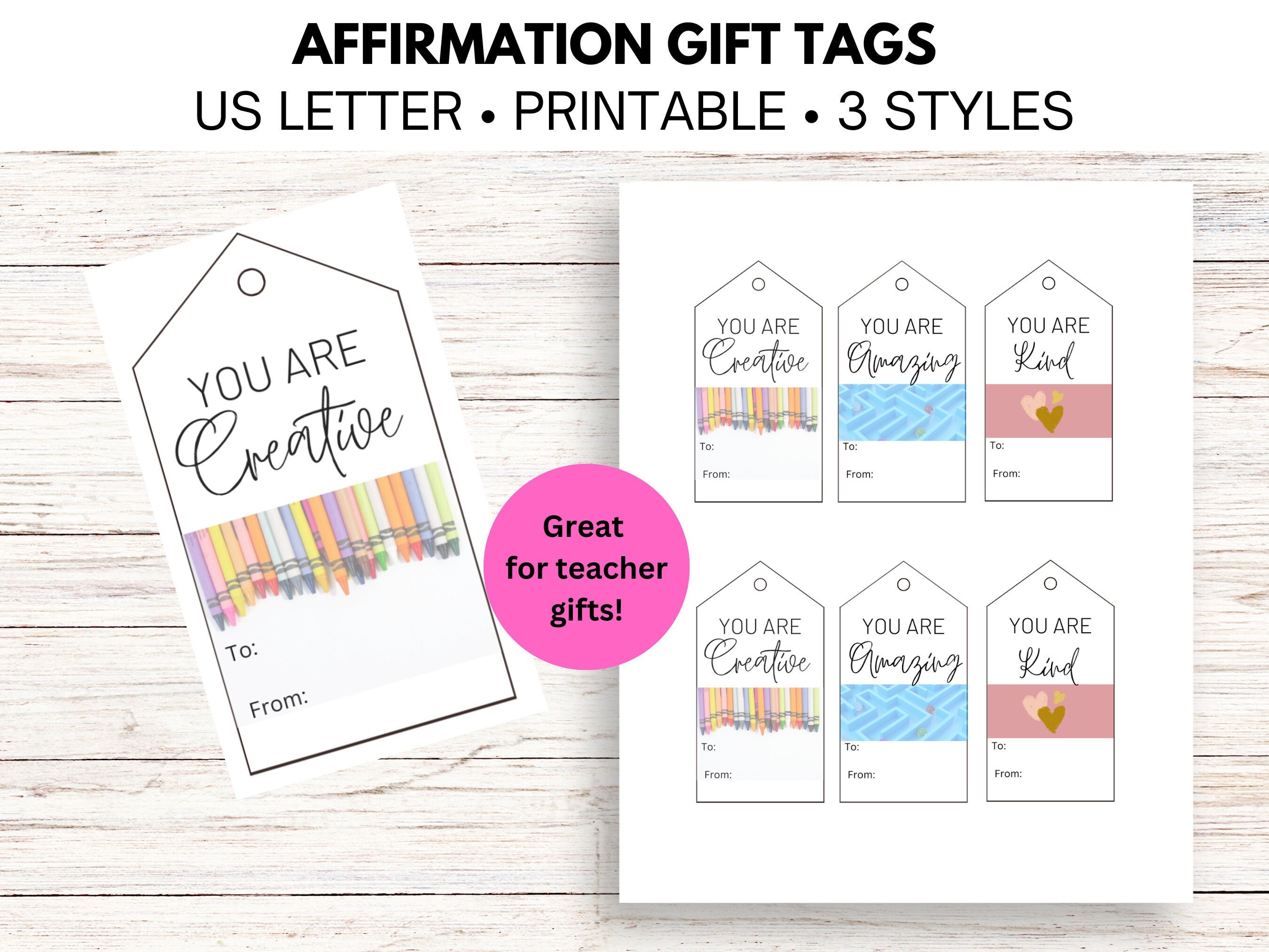 Printable Gift Tags for Teachers Affirmation Coworkers Students Friends ...