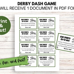 DERBY Game FUN for Kids - Task Cards for Classroom or Home Use ...