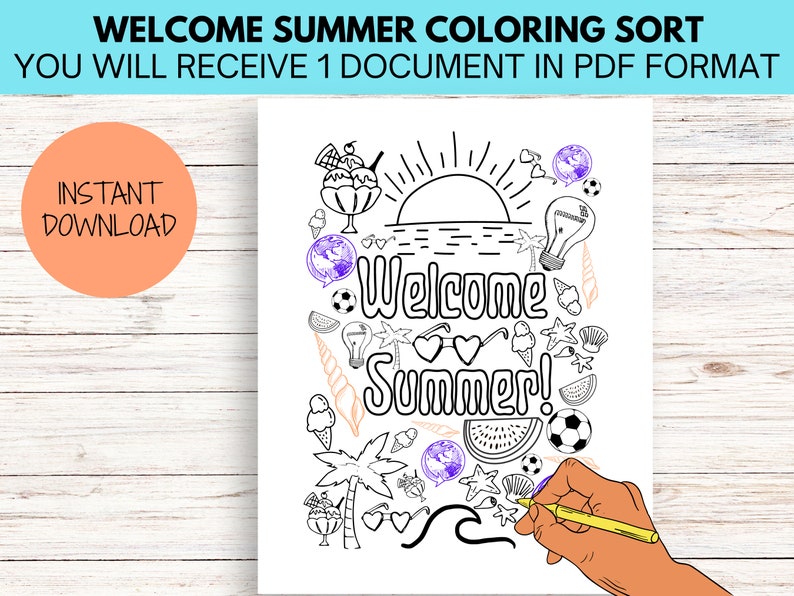 Welcome Summer Coloring Sort - Last Day of School Coloring Page ...