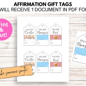 Printable Gift Tags for Teachers Affirmation Coworkers Students Friends ...