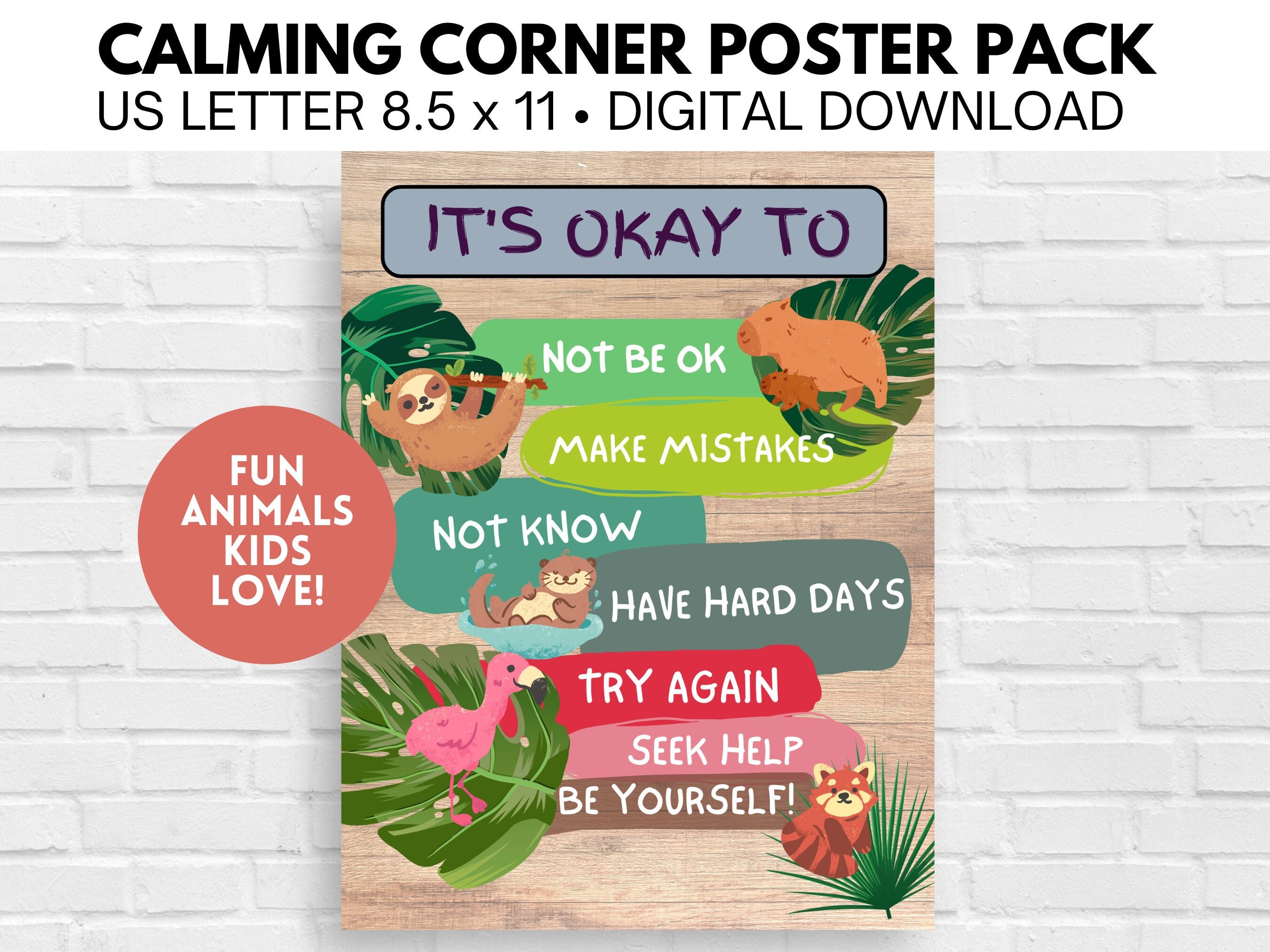 Calming Poster Pack Fun Animals Classroom Poster Set Classroom Decor ...