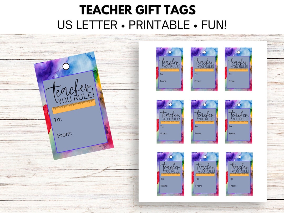 Teacher Gift Tags You Rule Printable Digital Download Teacher ...