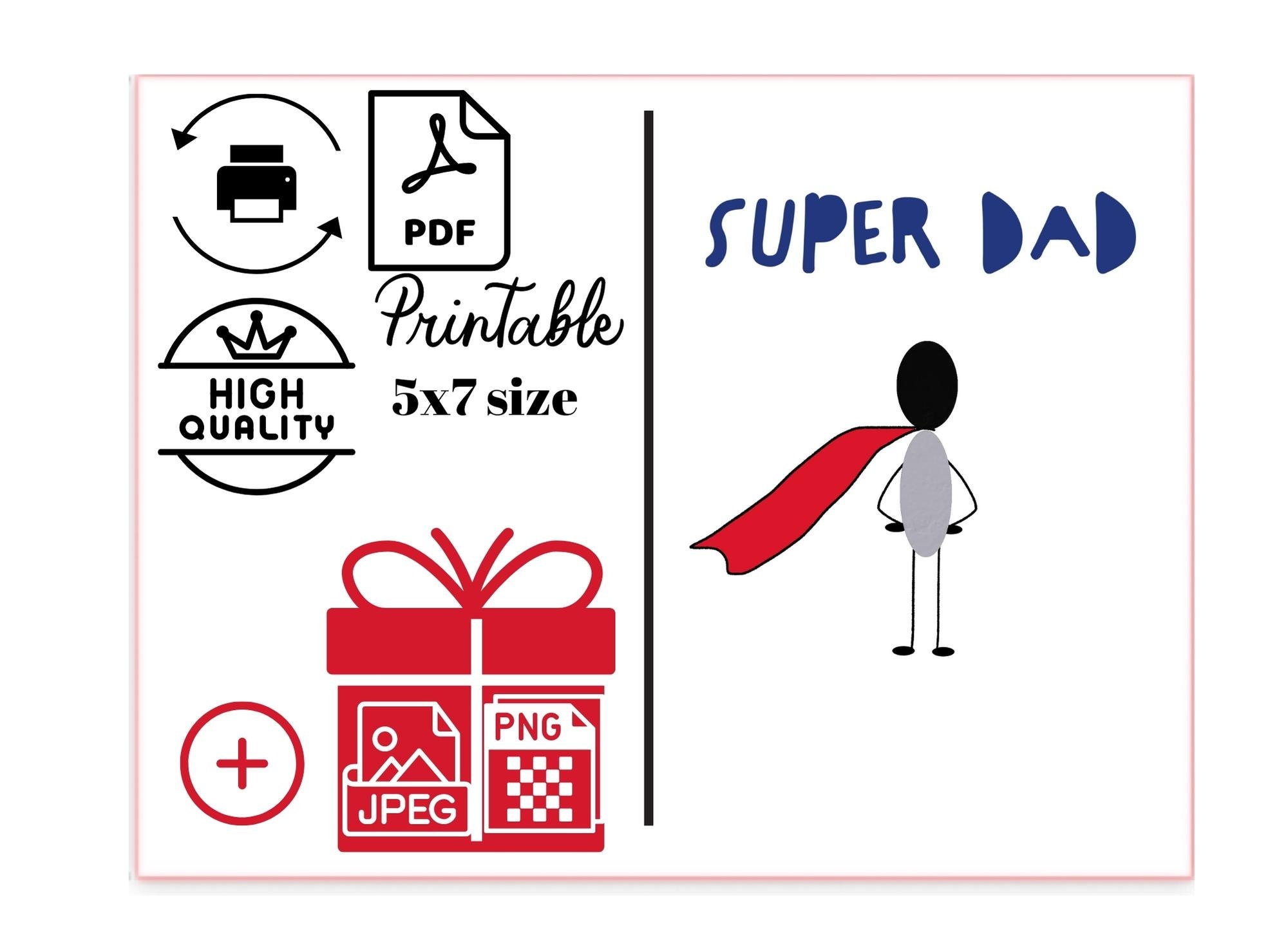 Super Dad Card, Fathers Day Card Digital Download, Instant Download ...