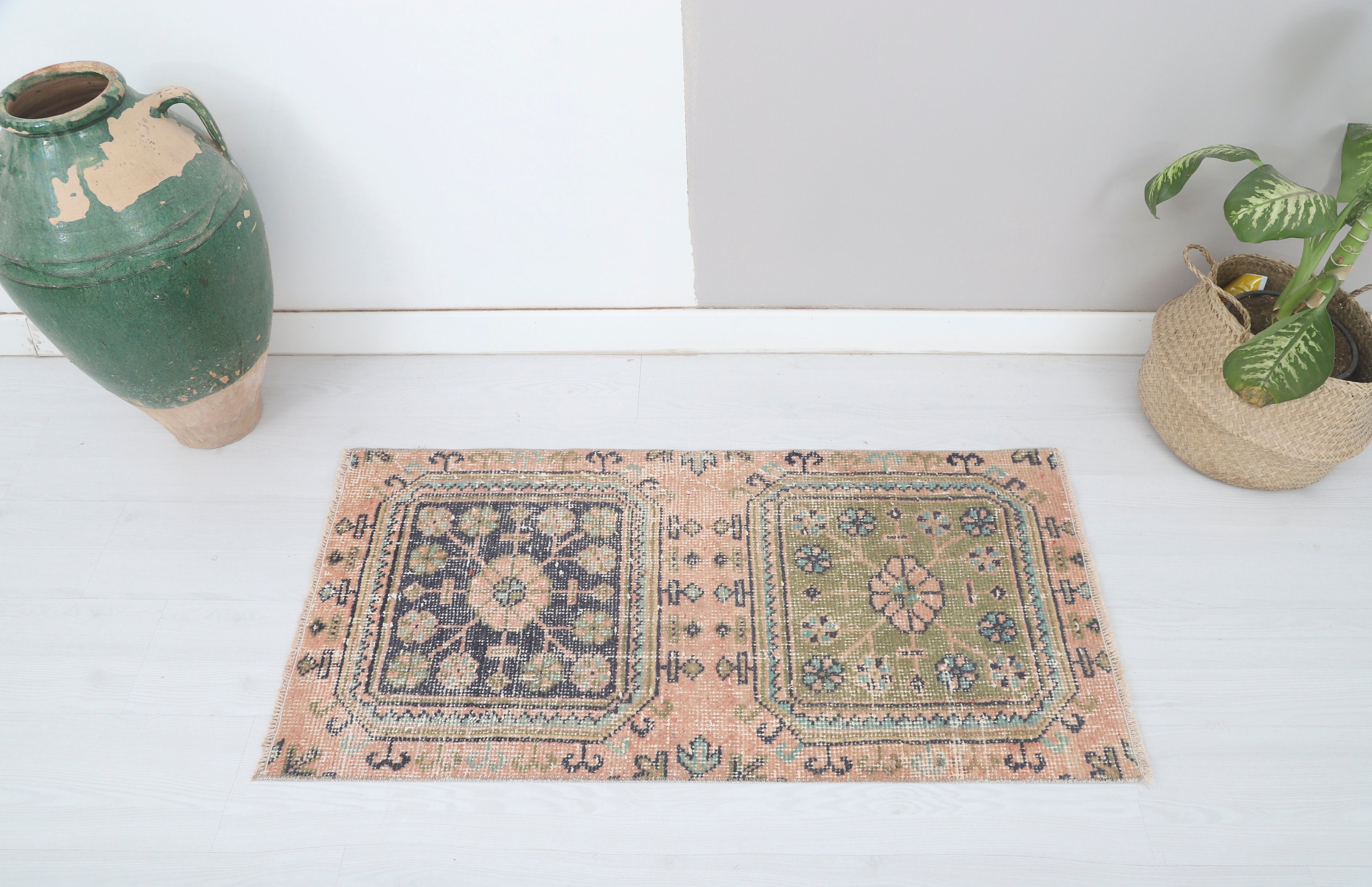 2x4 Mini Rug, Vintage Door Mat, 2x4 Door Mat, Turkish Mini Rug, 2x4 ...