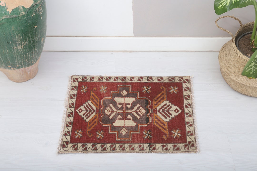 2x2 Mini Rug, Old Small Rug, 2x2 Door Mat Rug, Oushak Small Rug ...