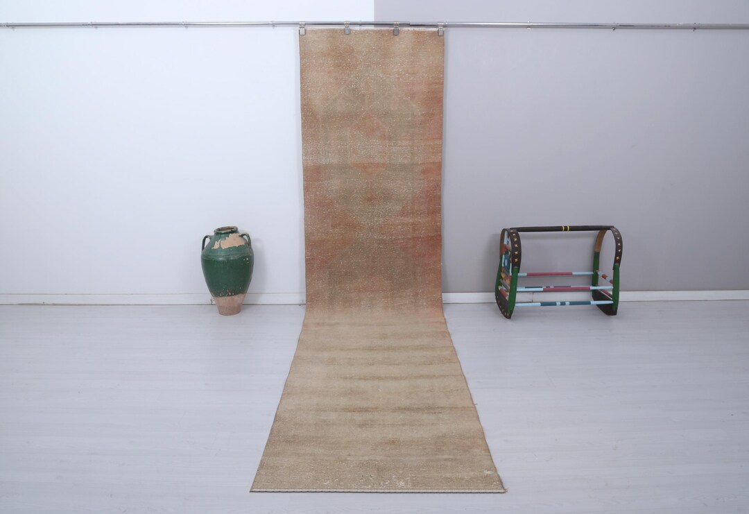 3x13 Vintage Turkish Oushak Runner Rug, Wool Cotton Blend - Etsy