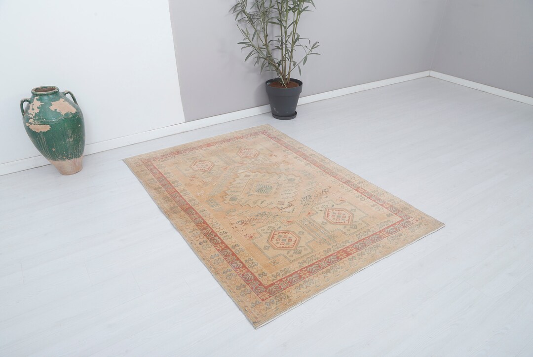 5x6 Unique Vintage Carpet, 5x6 Turkish Rug, 5x6 Anatolian Rug, Home ...