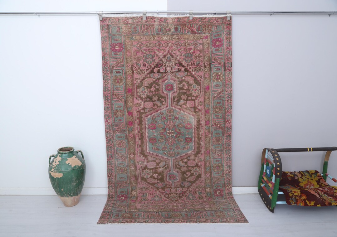 5x8 Vintage Turkish Wool Rug: Muted Anatolian Oushak Rug - Etsy