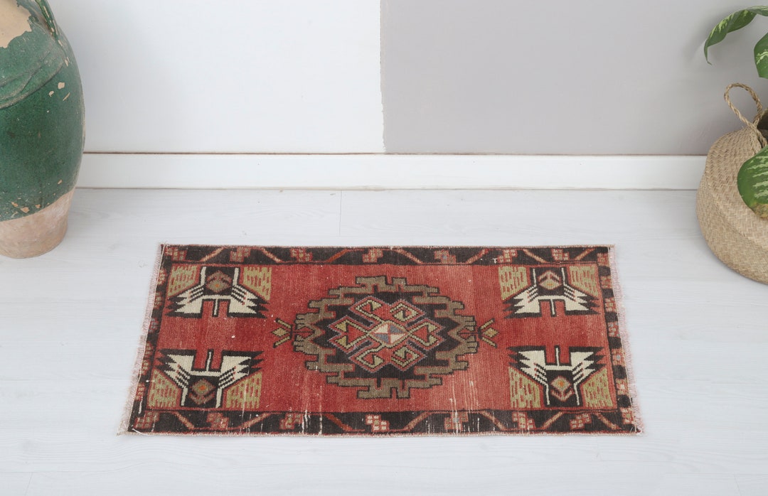 2x3 Rug, Handmade Rug, Red Doormaat, 2x3 Entry Rug, Welcome Rug, Small ...