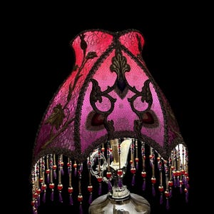 Handmade Victorian-style Maximalist Beaded Lampshade With Red and ...