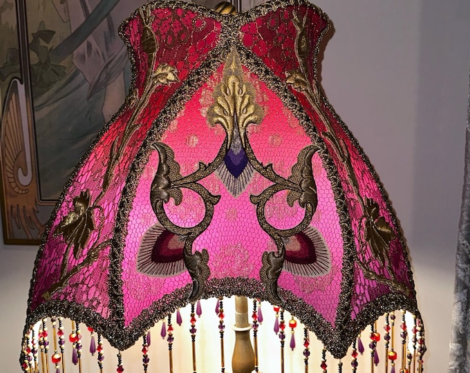 Handmade Victorian-style Maximalist Beaded Lampshade With Red and ...