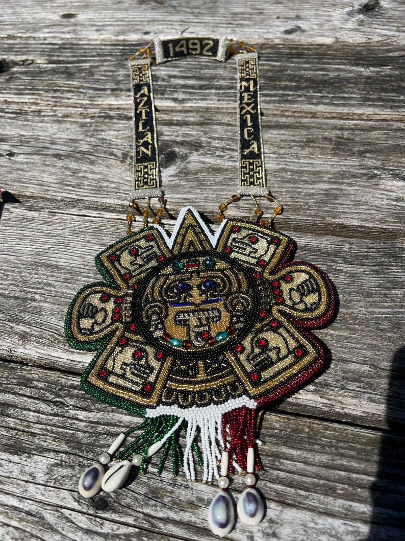 Beaded Aztec Calendar Medallion - Etsy