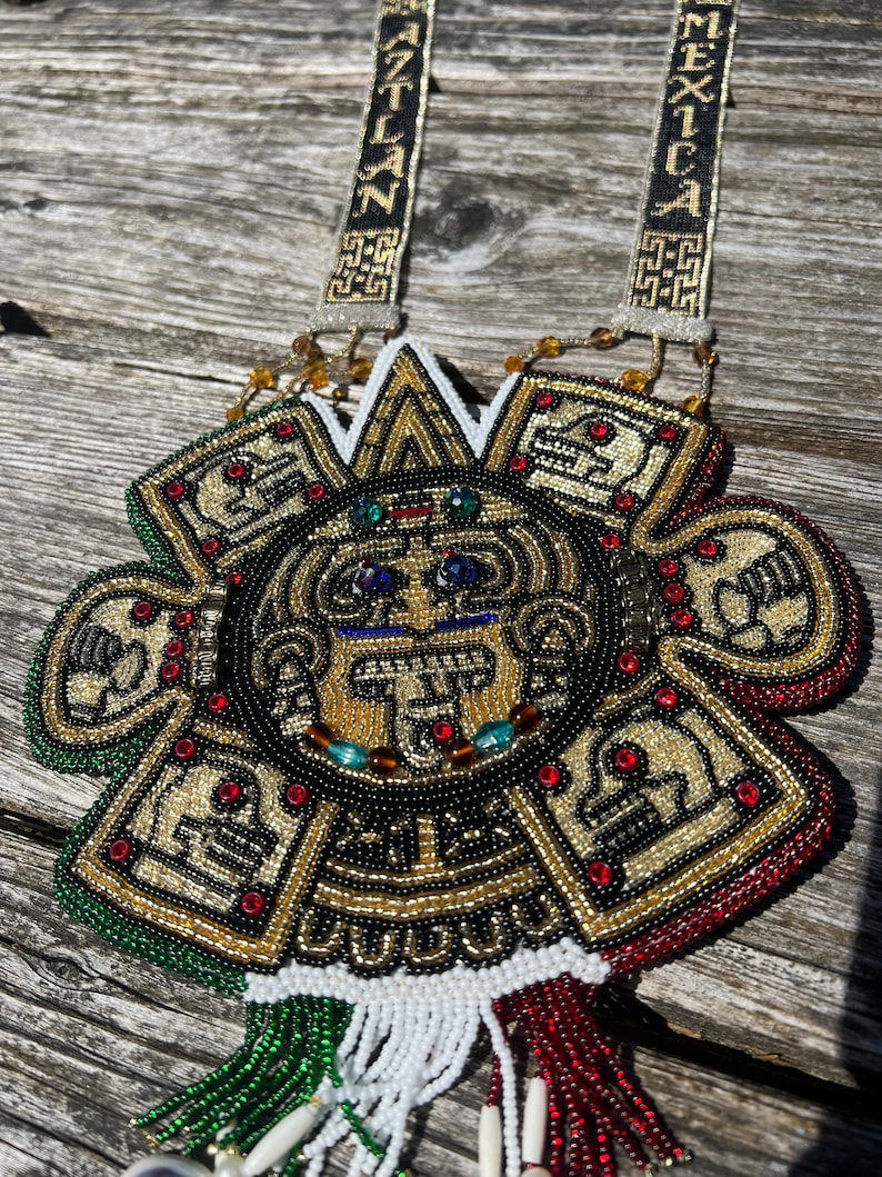 Beaded Aztec Calendar Medallion - Etsy