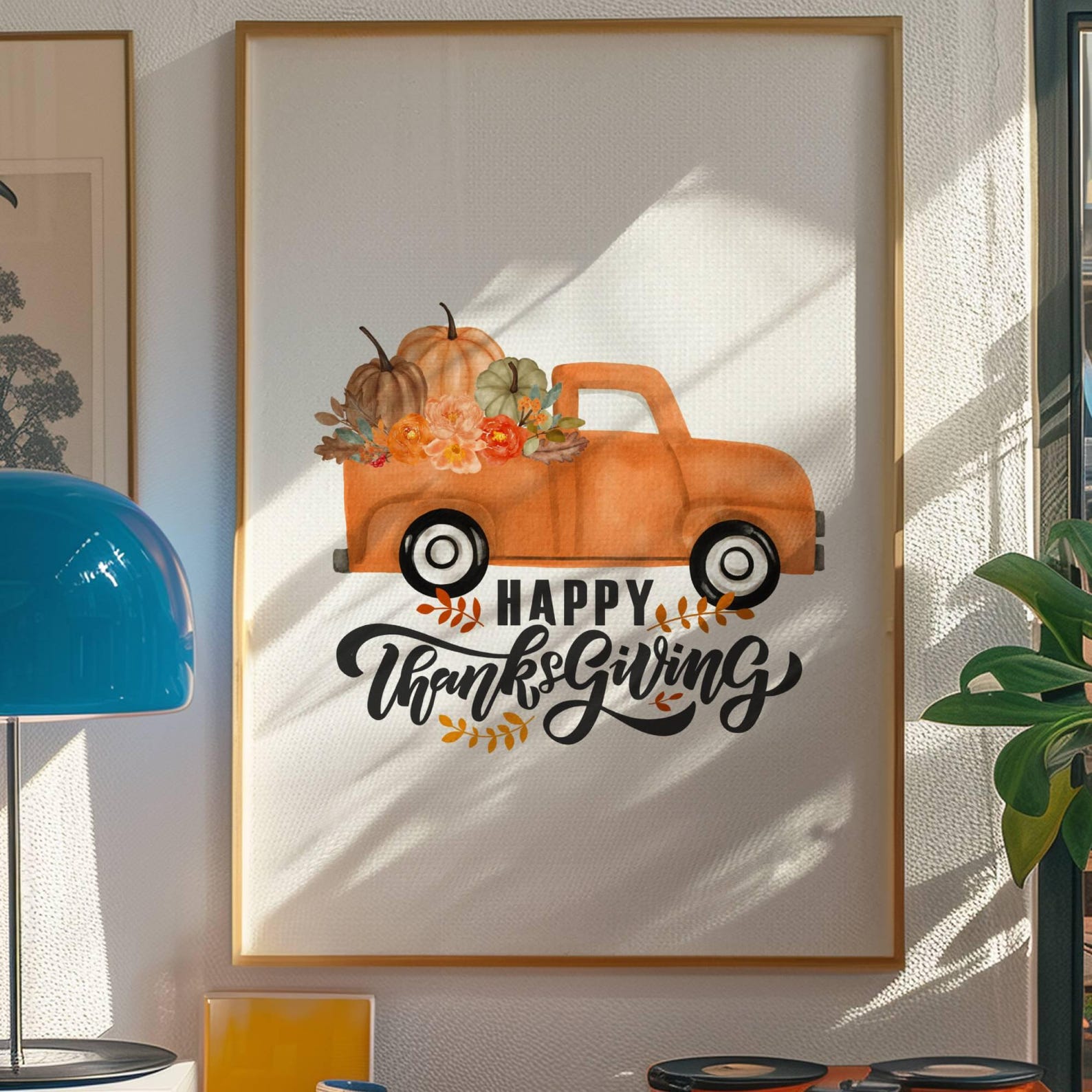 Happy Thanksgiving Wall Art Thanksgiving Decor Autumn Print Rustic ...