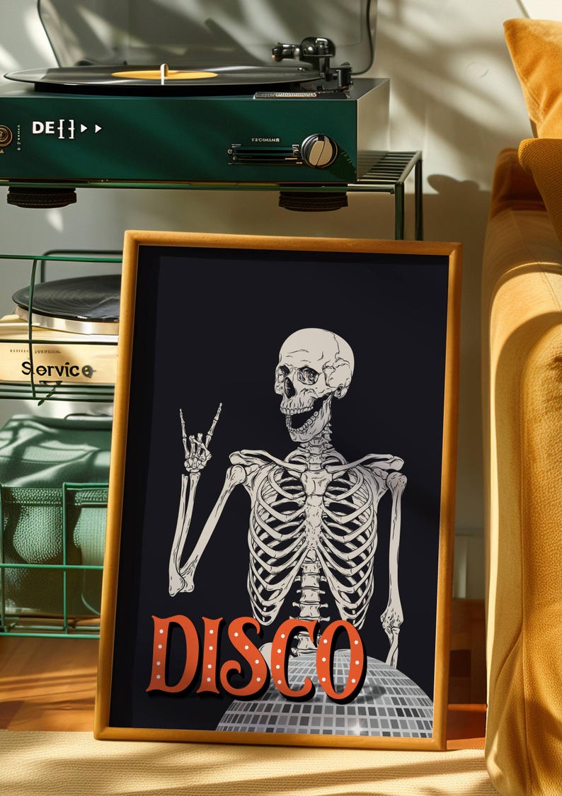Halloween Skeleton Print Skeleton Disco Wall Printable Spooky Season ...