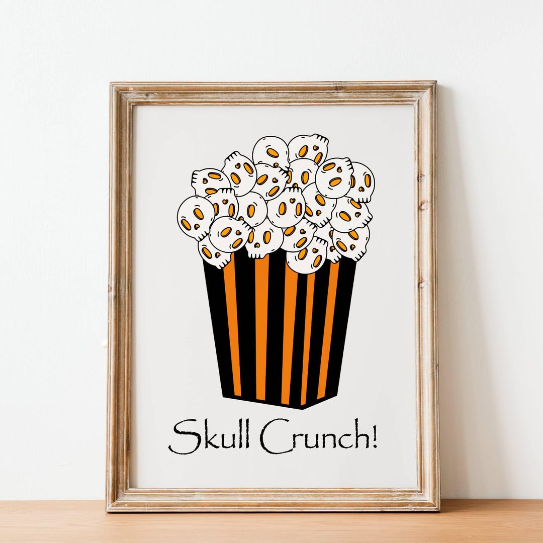 Skull Popcorn Halloween Poster Trendy Halloween Decor Spooky Season ...