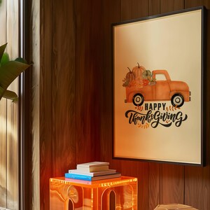 Happy Thanksgiving Wall Art Thanksgiving Decor Autumn Print Rustic ...