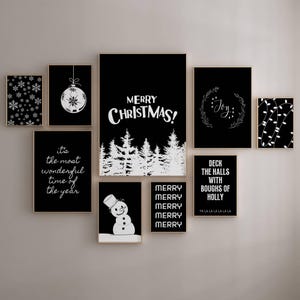 Black and White Christmas Decor Set of 20 Gallery Wall Set Xmas Wall ...