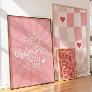 Valentine's Day Gallery Wall Cute Pink Prints Valentines Day Decor ...