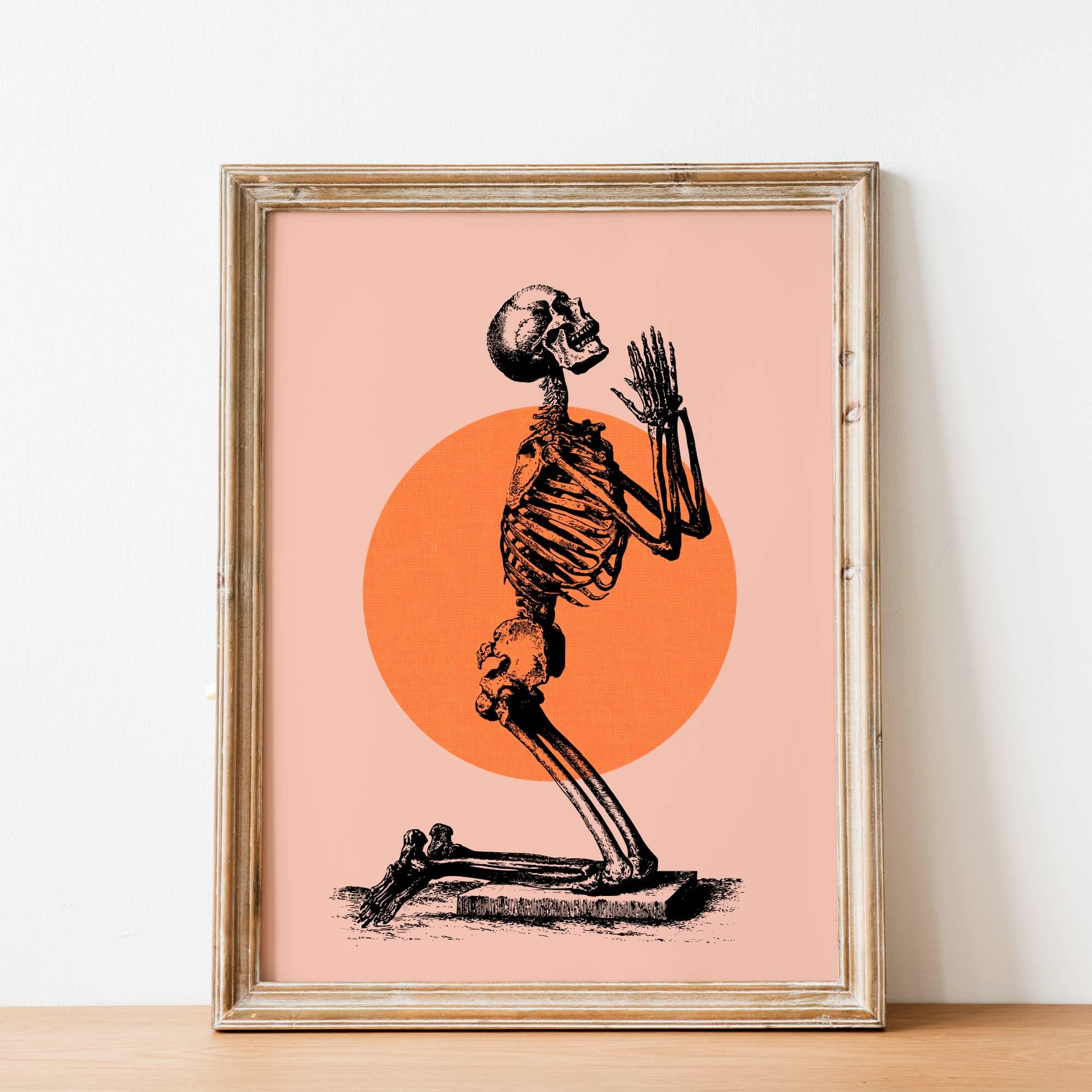Printable Praying Skeleton Printable Halloween Printable Wall Art ...