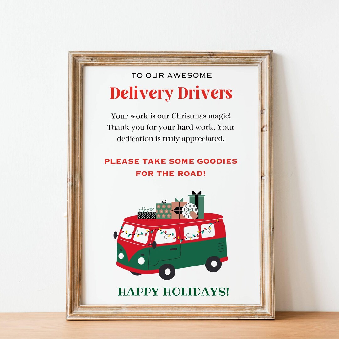 Delivery Driver Snack Sign Delivery Driver Thank You Sign Printable ...