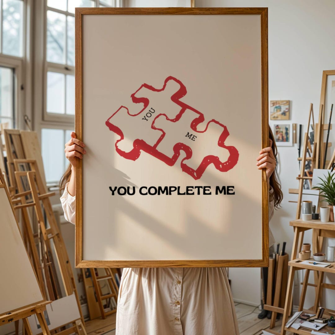 You Complete Me Puzzle Print: Romantic Valentine's Day Decor (digital ...