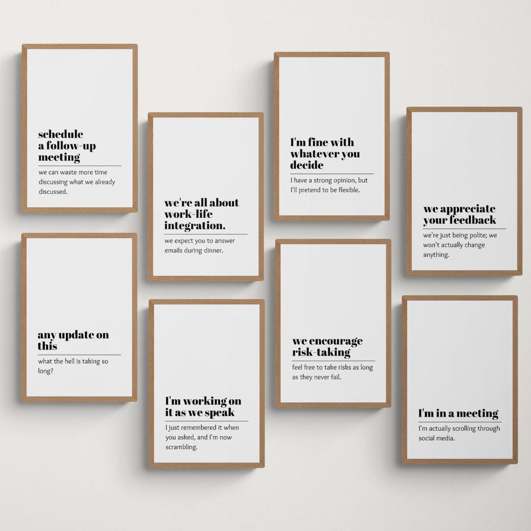 Funny Office Decor 11 Office Prints Black and White Home Office Decor ...