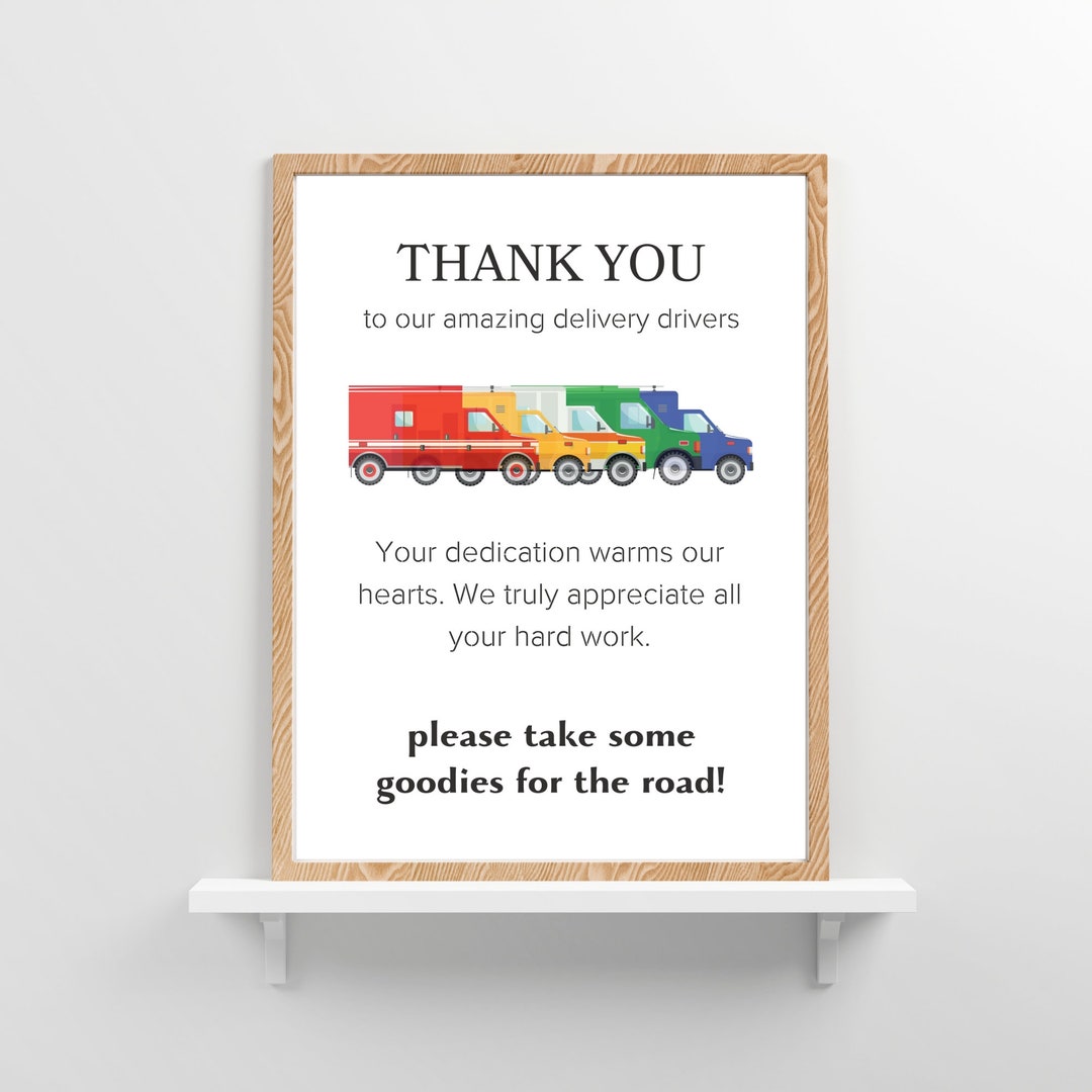 Delivery Driver Thank You Sign Printable Take a Treat Sign Delivery ...