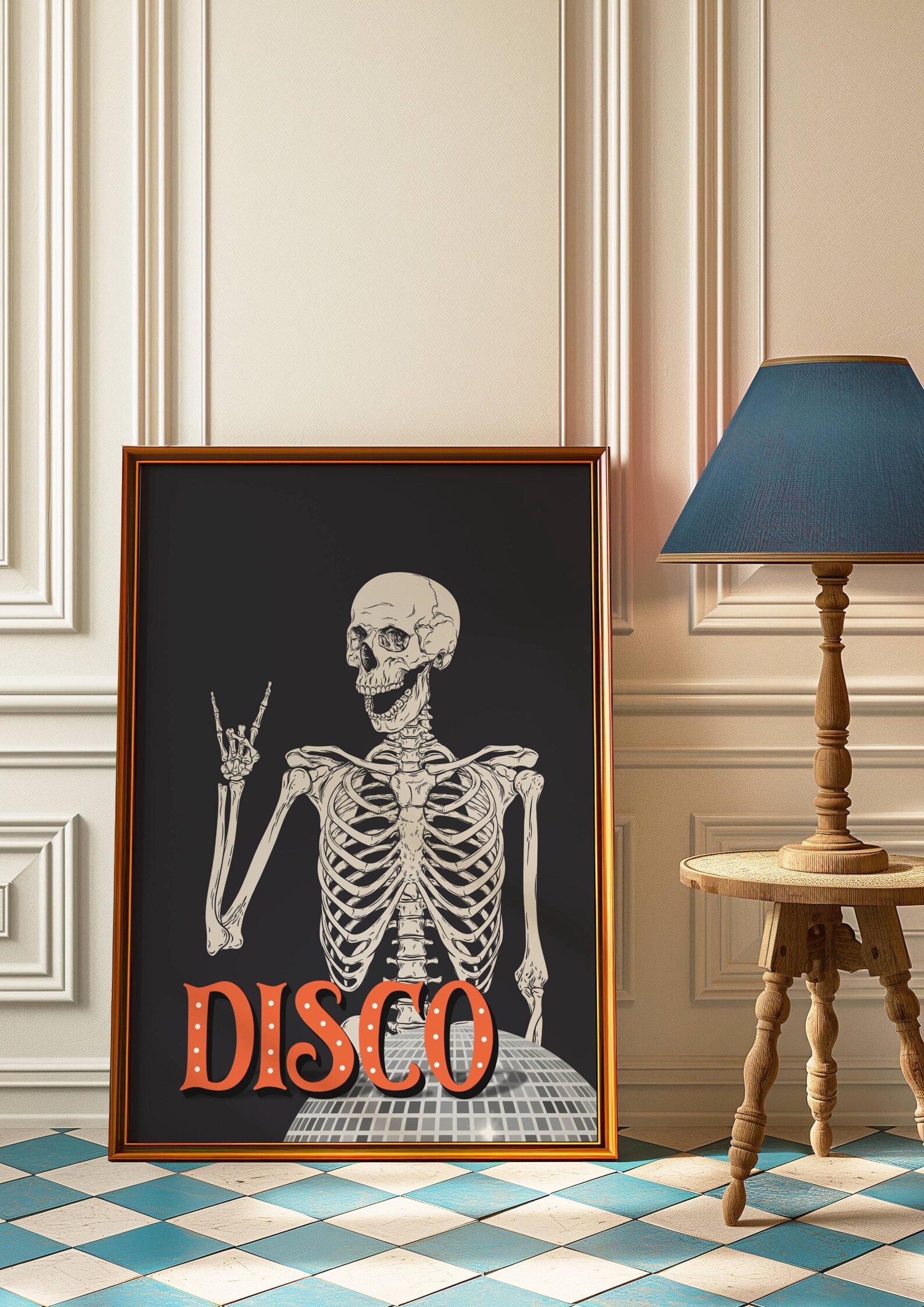 Halloween Skeleton Print Skeleton Disco Wall Printable Spooky Season ...
